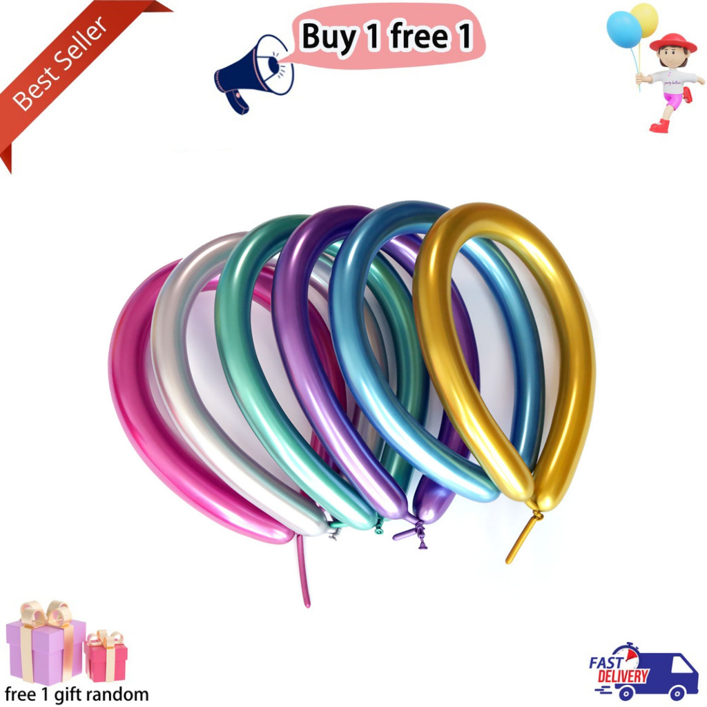 Jual Balon Latex Twist Pentil Chrome Balon Panjang Isi 100 Pcs Balon ...