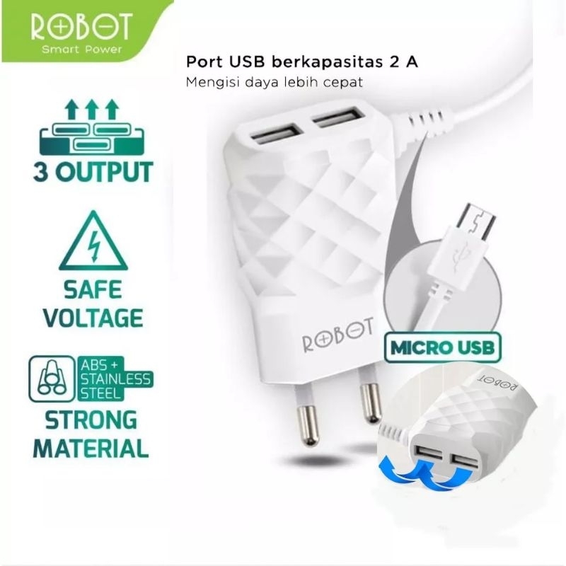 Jual Robot Charger RT-K5 Dual Usb Port Fast Charging Adapter Robot ...