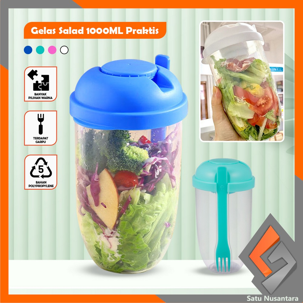 Jual SN-C863 Botol Salad 1000ML dengan Sendok Garpu + Botol Saus Kecil ...