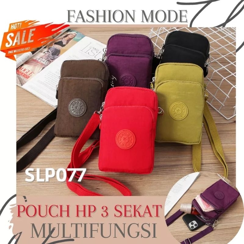 Jual Nylon Pouch Selempang HP Handphone Waterproof Wanita 3 sekat Murah | Shopee Indonesia
