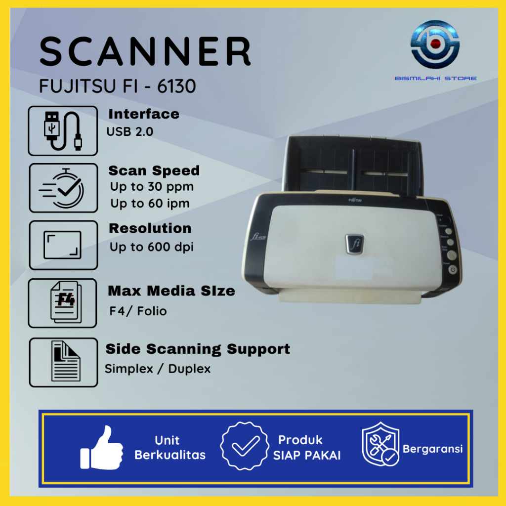 Jual Scanner Fujitsu FI-6130 Support Scan Ukuran Folio F4 Legal ...