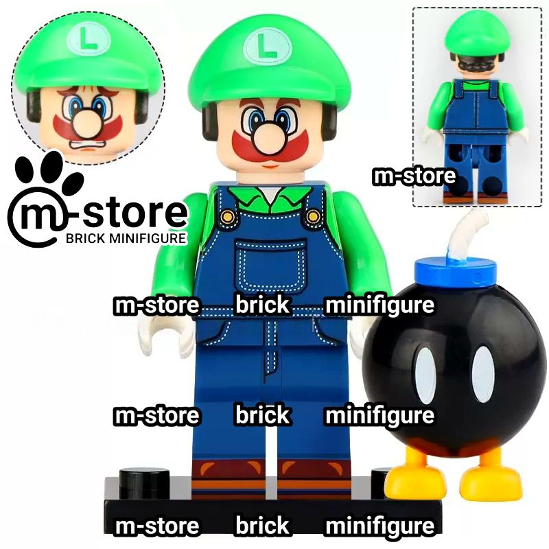 Jual brick super mario bros luigi and bob omb mini toy figure | Shopee ...
