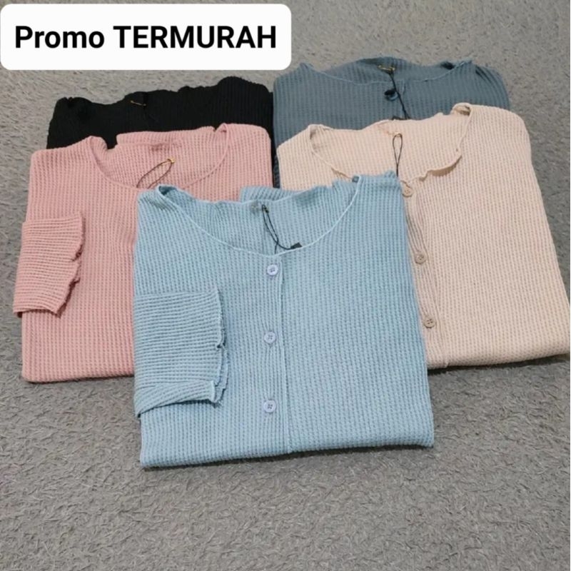 Jual CARDIGAN RAJUT WANITA CROP WAFLE (Premium) / WAFER TOP CROP NECI ...