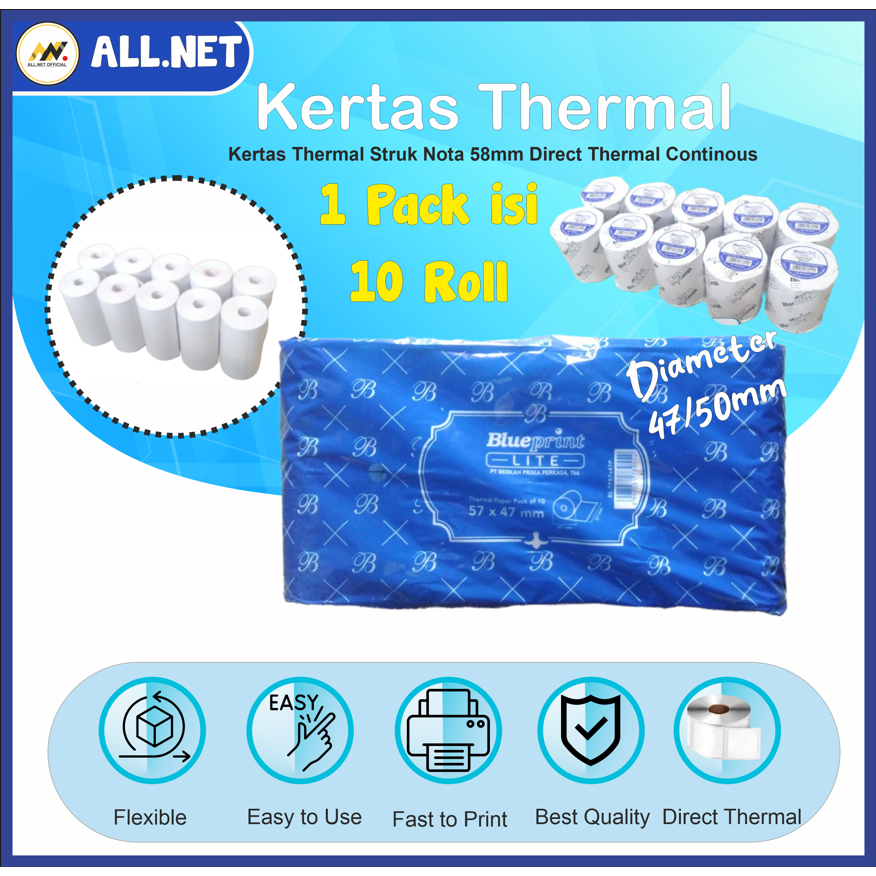 Jual Kertas thermal 47x58mm Direct Thermal Kertas Nota Kasir Continouse ...