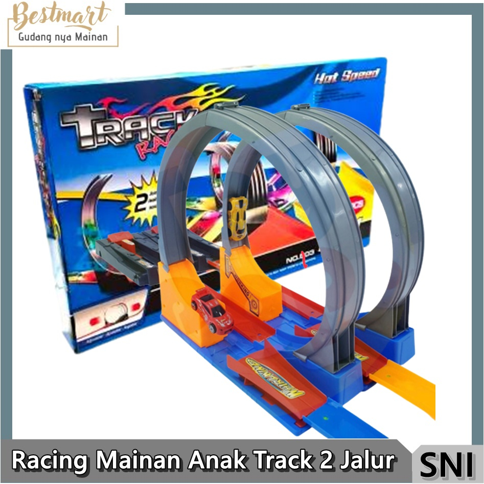 Jual Track Racing Mainan Anak Track 2 Jalur Lintasan balap Diecast ...