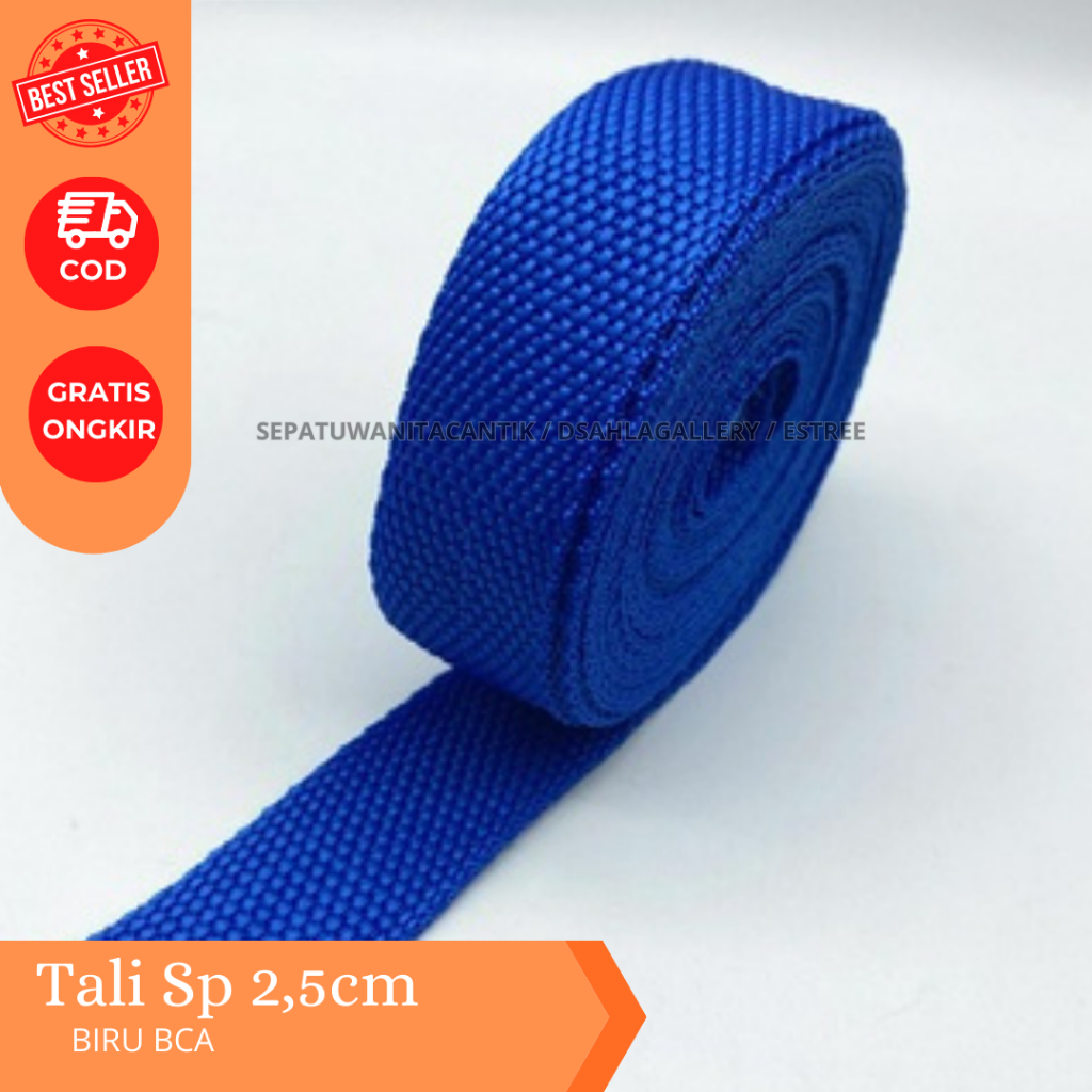 Jual Tali Webbing Warna Biru / Tali Webing 2.5 cm Tebal Kuat/ Tali ...