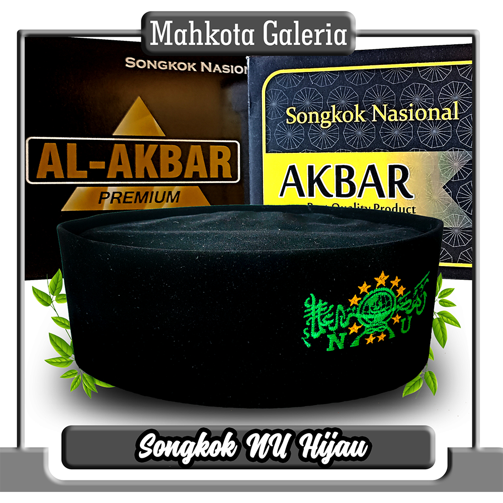 Jual Songkok Hitam Bordir Nu Hijau Emas merah putih kopyah hitam/Peci ...