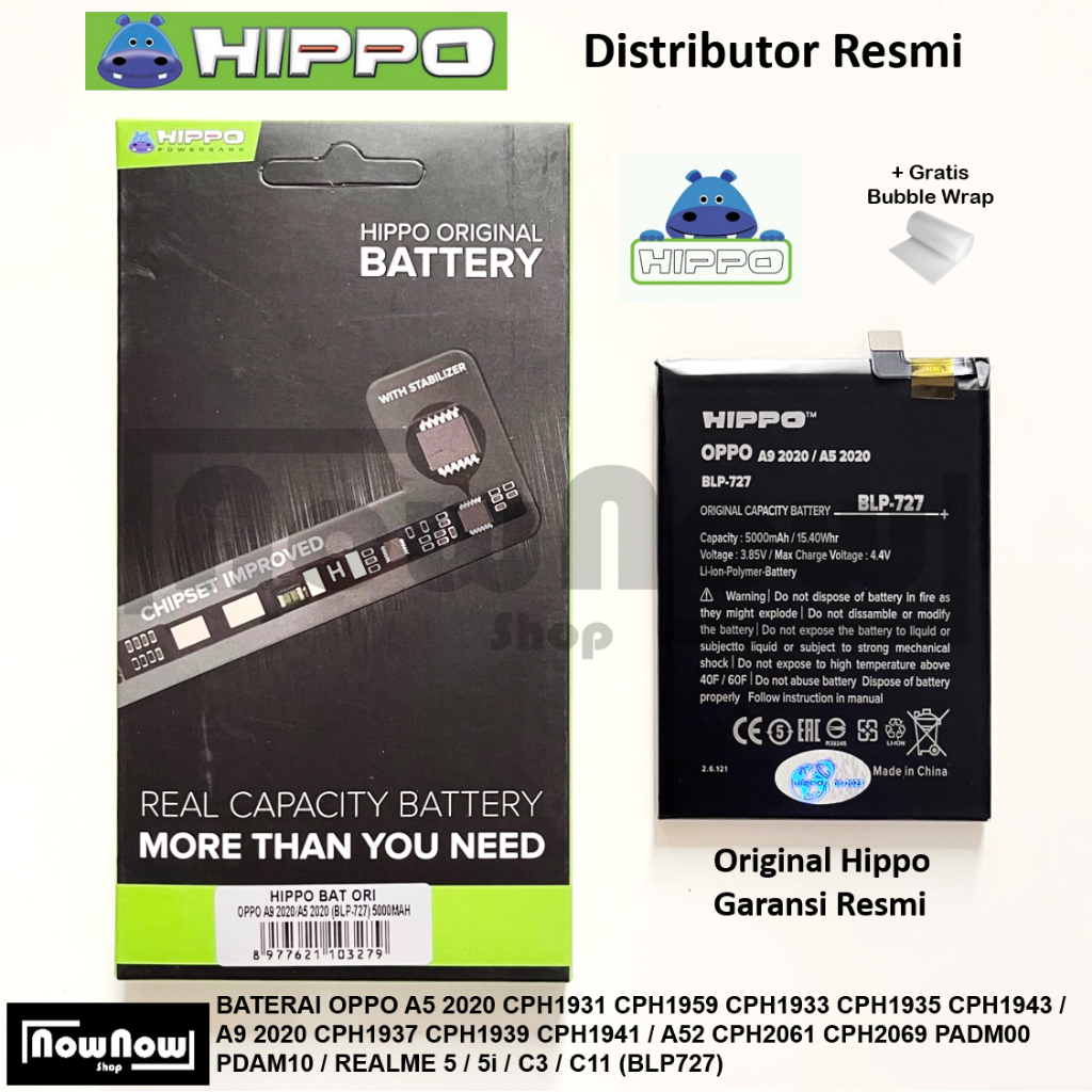 Jual Baterai Hippo Oppo A5 2020 / A9 2020 / A52 / REALME 5 / 5i / C3 ...