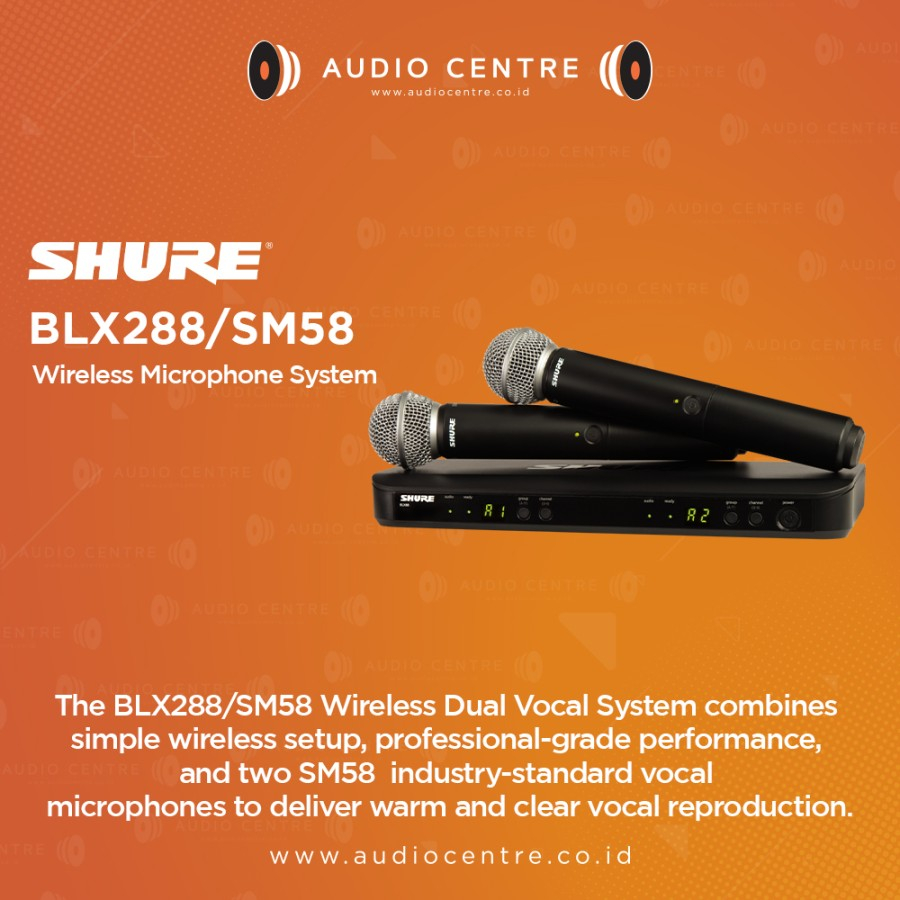 Jual Shure BLX288/SM58 BLX288 SM58 Wireless Microphone System | Shopee ...