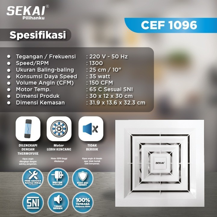 Jual Sekai Kipas Angin Plafond Exhaust Tipe Langit-Langit MVF 893 897 1097 MVF1091 MVF1293 ...