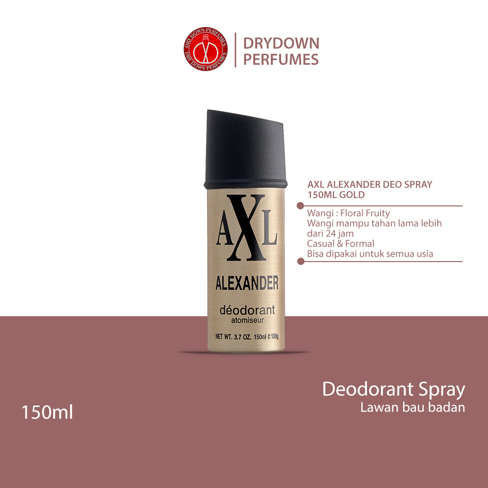 Jual AXL ALEXANDER DEODORANT SPRAY 150ML GOLD | Shopee Indonesia