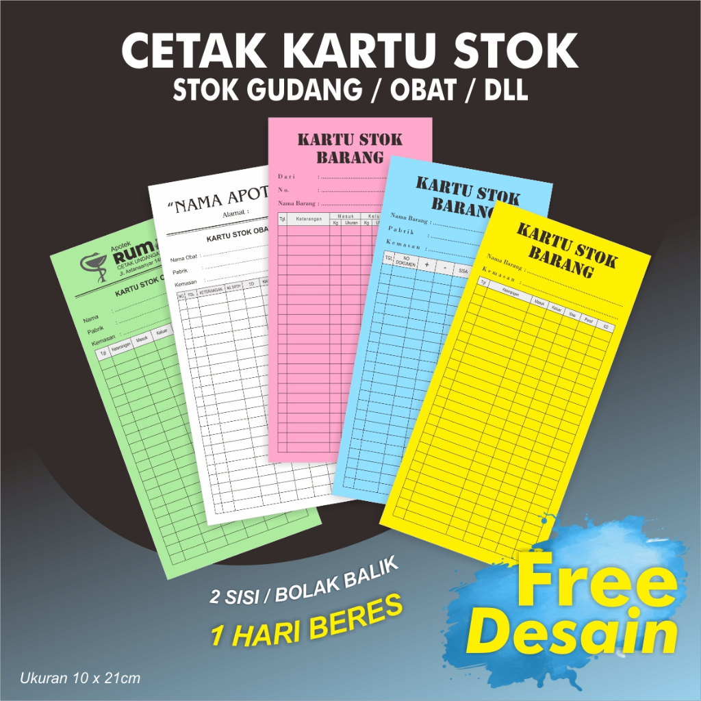 Jual Cetak Kartu Stok / Persedian Stock Barang, Kartu Iuran, Kartu ...