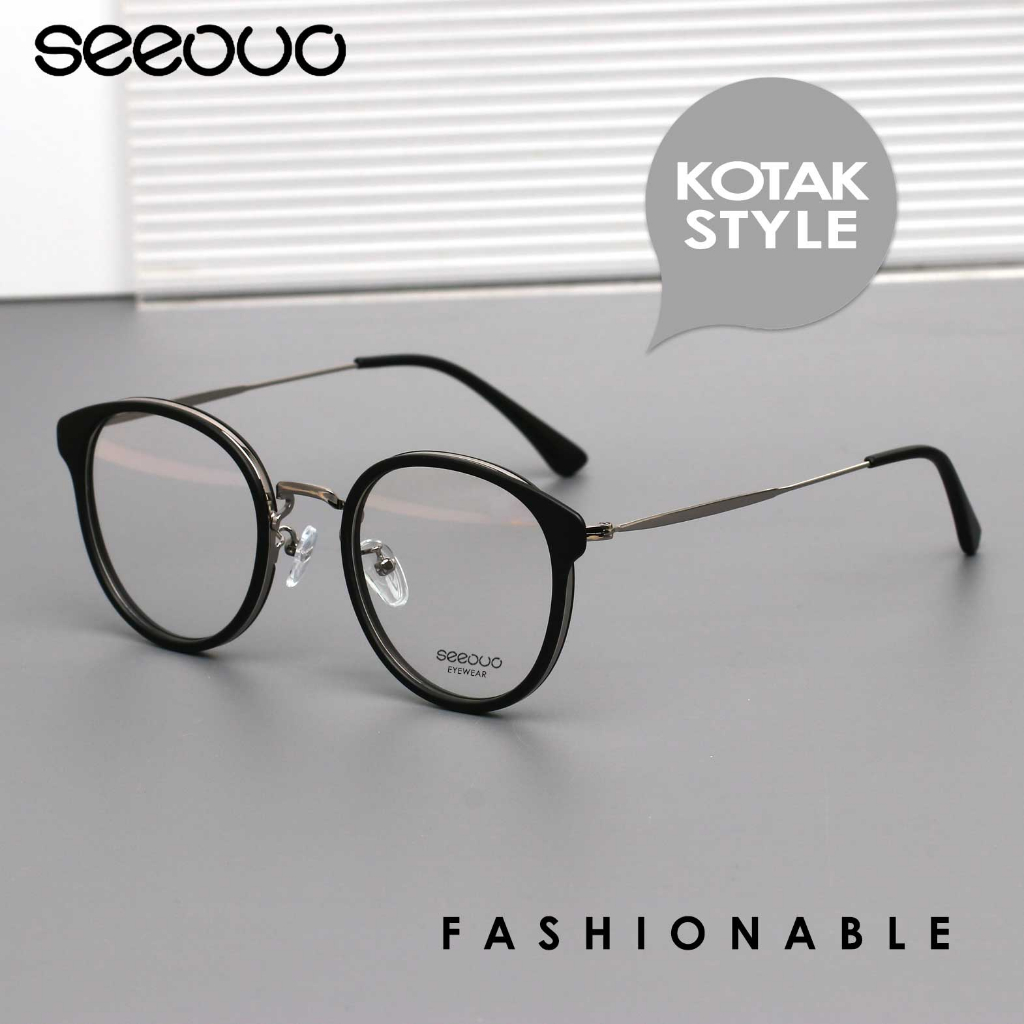 Jual Seeouo - Frame Kacamata Plano Lens Bentuk Kotak Bahan Metal Fashion Pria Wanita Bisa Minus ...