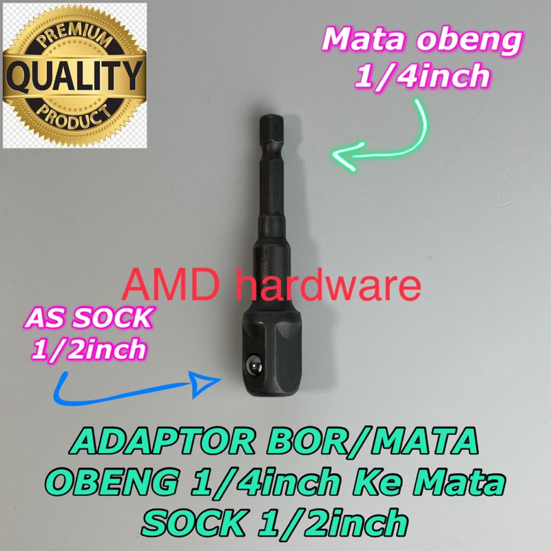Jual SAMBUNGAN CHUCK ADAPTOR MESIN BOR/MATA OBENG 1/4"inci KE MATA SOCK ...