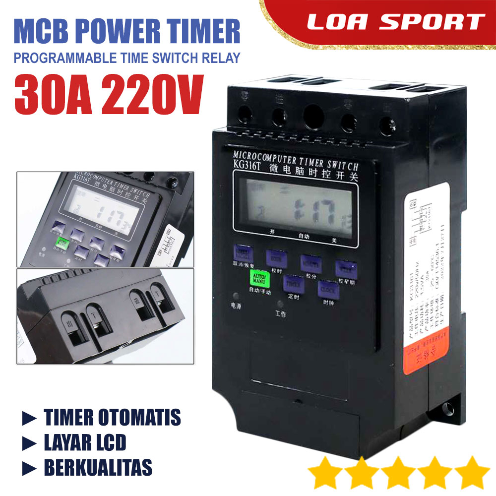 Jual MCB Timer Digital Switch Relay Otomatis Pemutus Listrik 30A 220V LCD | Shopee Indonesia