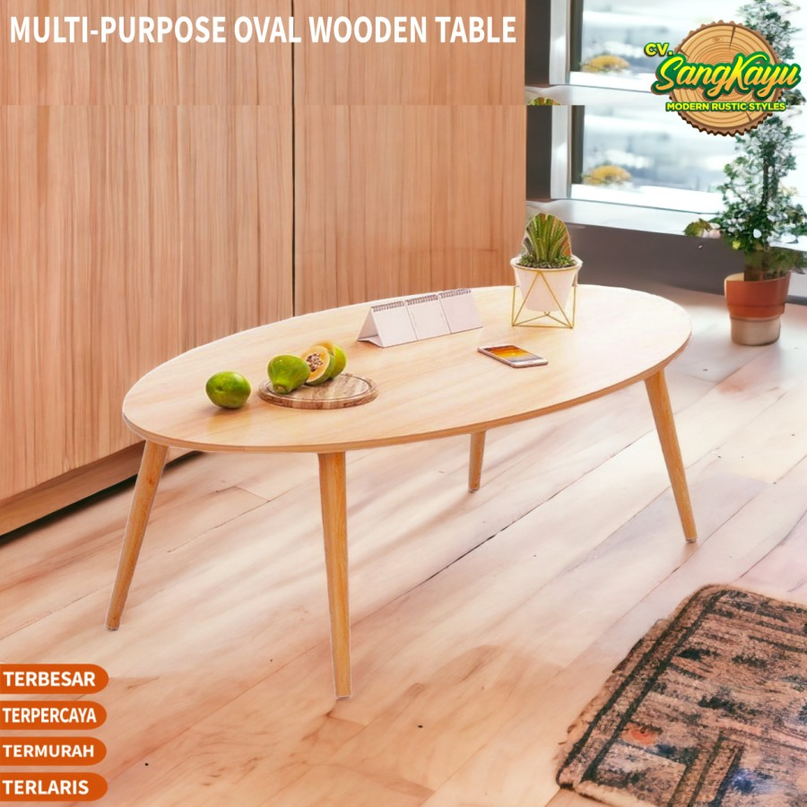 Jual SangKayu Meja Kayu Oval Meja Tamu Meja Kopi Coffee Table Meja Sofa ...