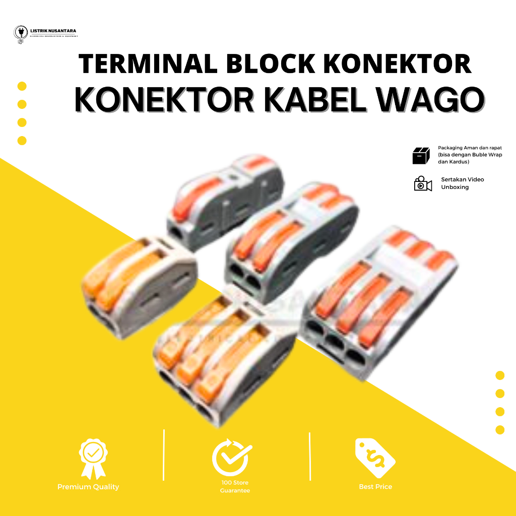 Jual Terminal Block Konektor Wago / Konektor Kabel Wago Original 2 Pin/3 Pin/1x1/2x2/3x3 ...