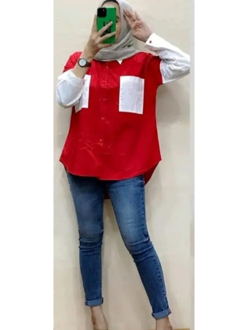 Jual Ansara Blouse Baju Kemerdekaan Kemeja Merah Putih Wanita | Shopee ...
