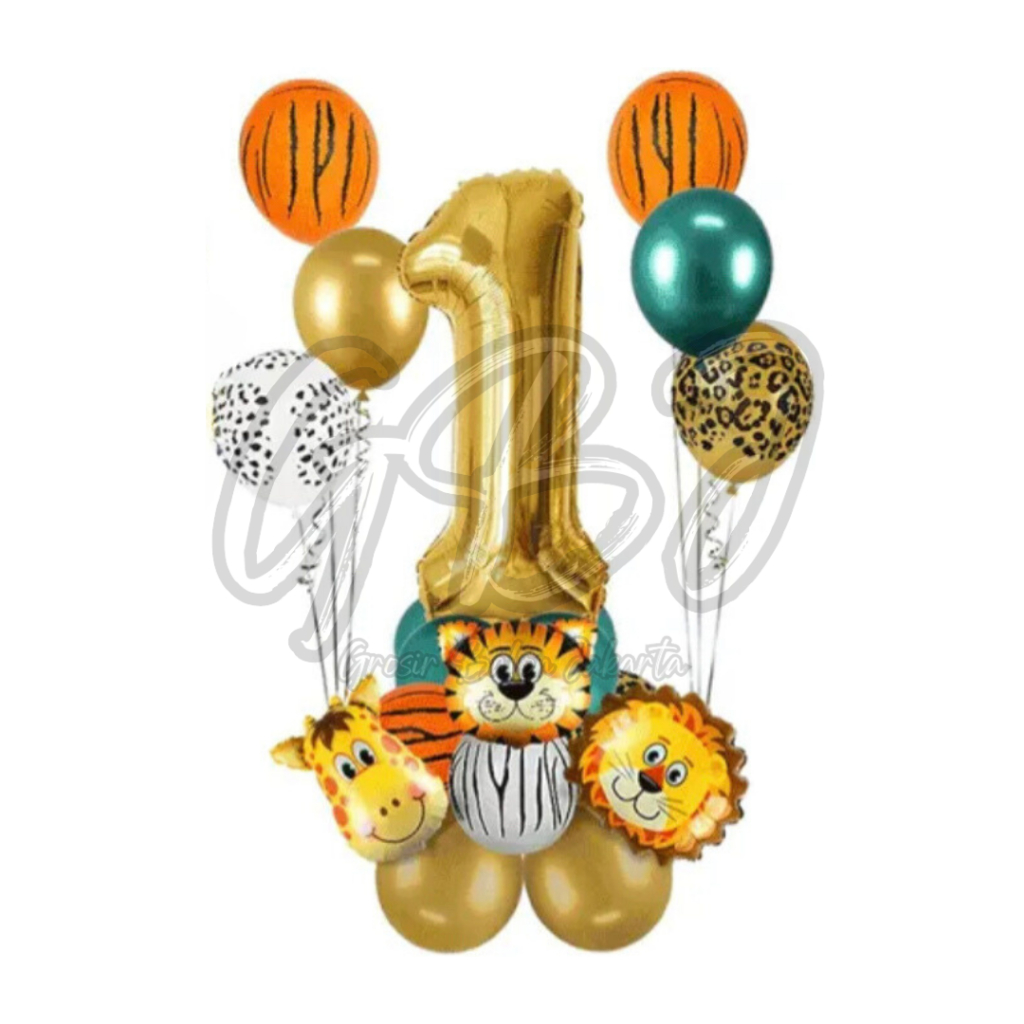 Jual [PAKET ANGKA] - JUMBO Gold Balon Motif Animal / Dekorasi Simple ...