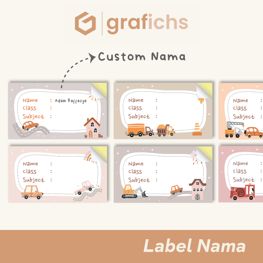 Jual [20 pcs] Stiker Label Custom Nama Buku Sekolah Anak by Grafichs ...