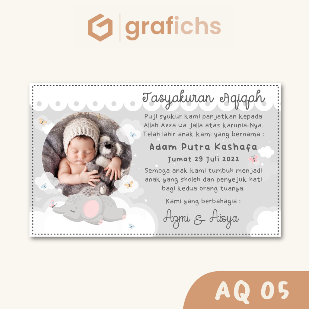 Jual Stiker Kartu Label Aqiqah Free Desain dan Custom Foto AQ01 - AQ06 ...