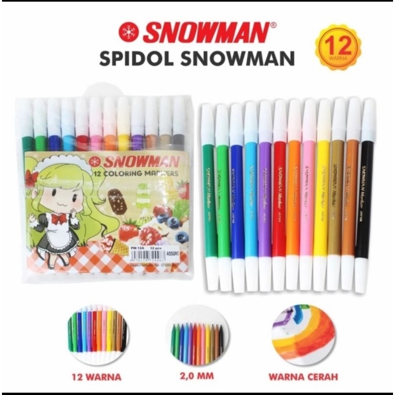 Jual Spidol Kecil 12 Warna Snowman PW-12A | Shopee Indonesia