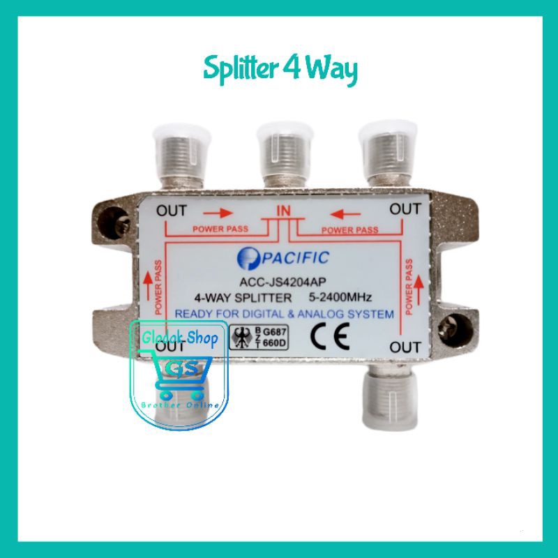 Jual SPLITTER INDOOR PASIFIC 4 WAY SPLITER TV 4 WAY PASIFIC 5-2400 MHZ ...