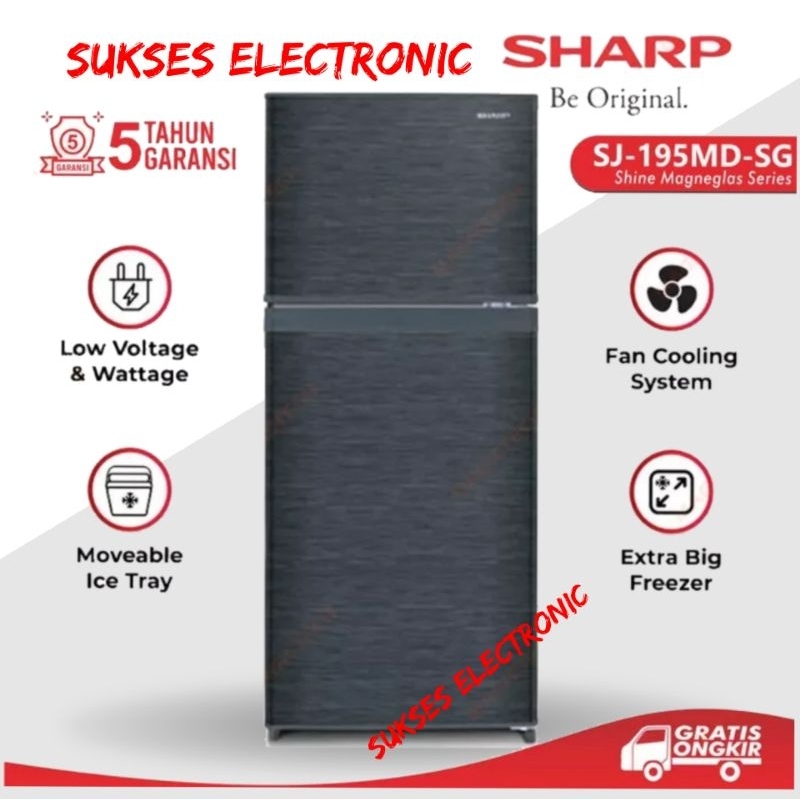 Jual KULKAS SHARP 2 PINTU SJ-195MD-SG/ SJ-195 172L - GREY | Shopee ...