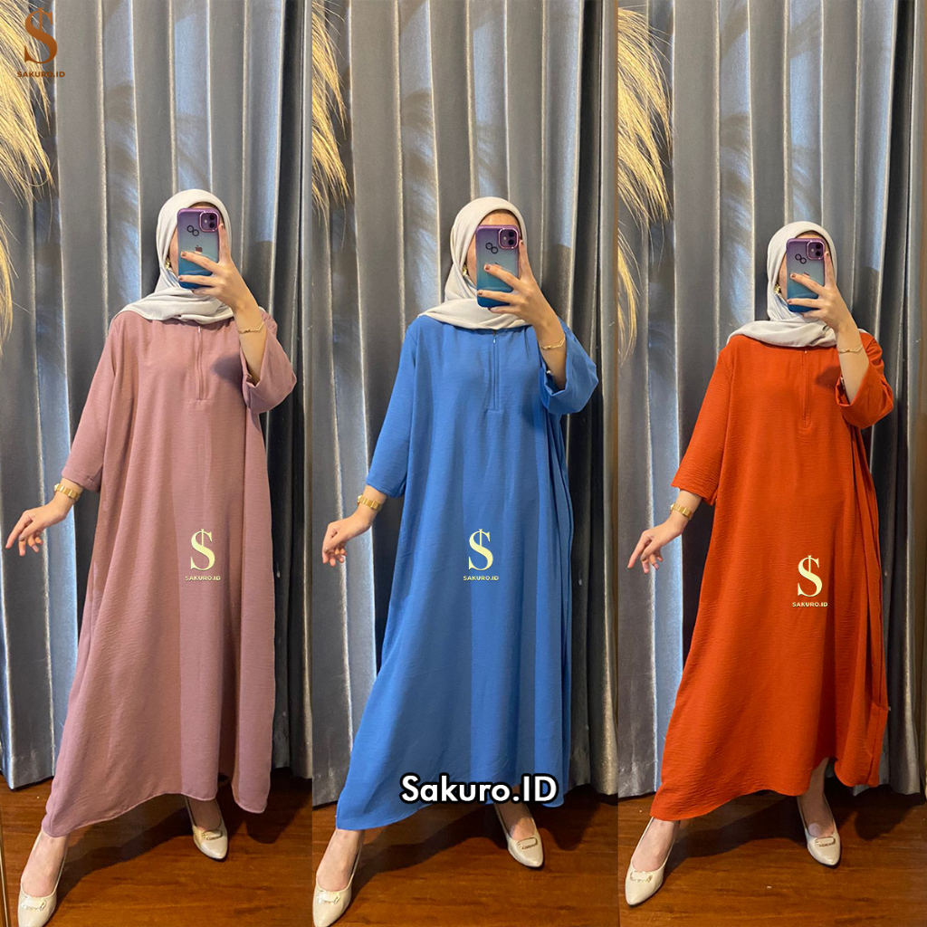 Jual Daster Gamis Daily Long Yasmin Dress Crincle Busui Polos / Daster ...