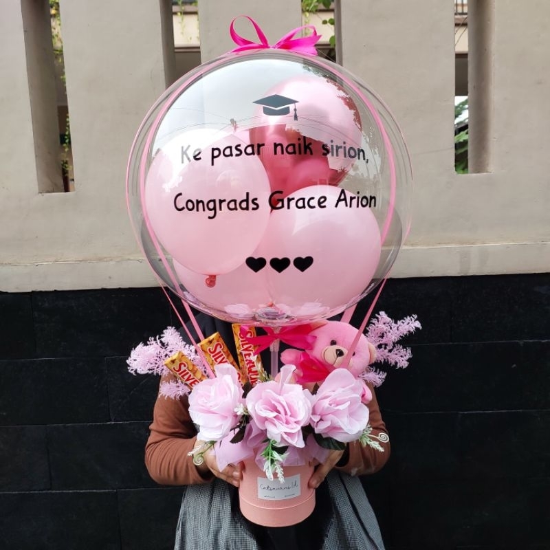 Jual Catsaurus.id Buket Balon Coklat Silverqueen + Teddy + Hiasan Bunga ...