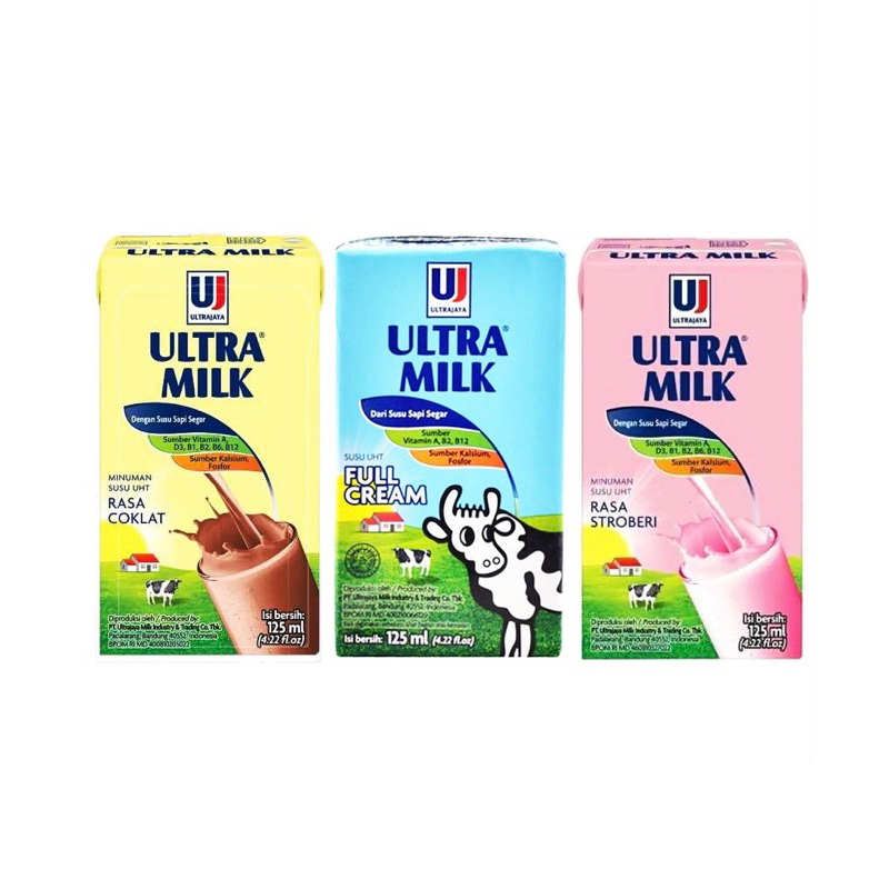 Jual Ultra Milk 125 ml | Susu Cair UHT Coklat Full Cream Strawberry #KD | Shopee Indonesia