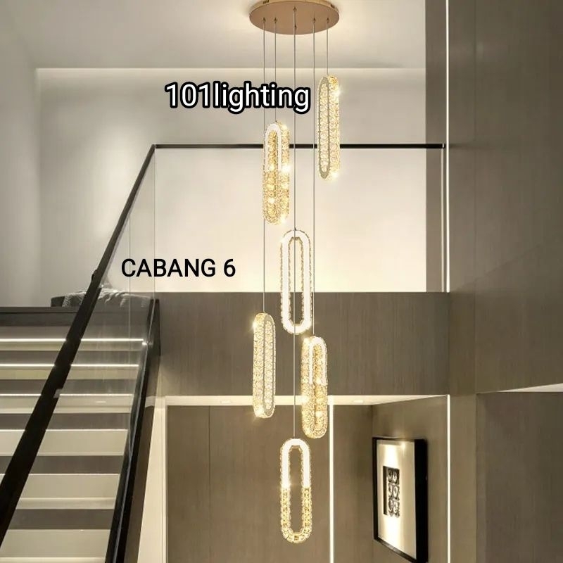 Jual lampu gantung minimalis modern led 3 warna lampu void tangga ...