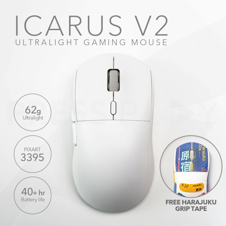 Jual Mouse Gaming Press Play ICARUS V2 | Ultra-light 62g Sensor Pixart ...