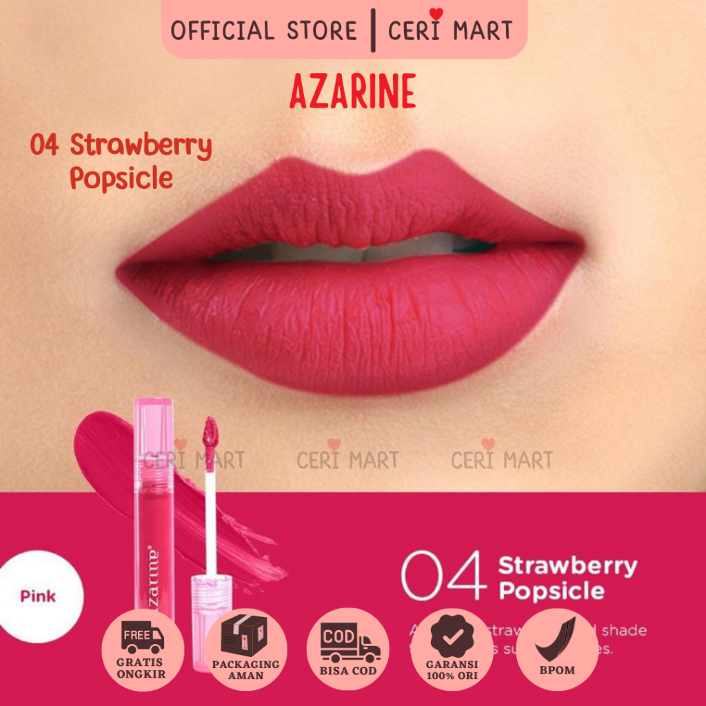 Jual AZARINE VELVETY LIPPIE LIP CREAM RED VELVET LIP TINT AZARIN - BPOM ...