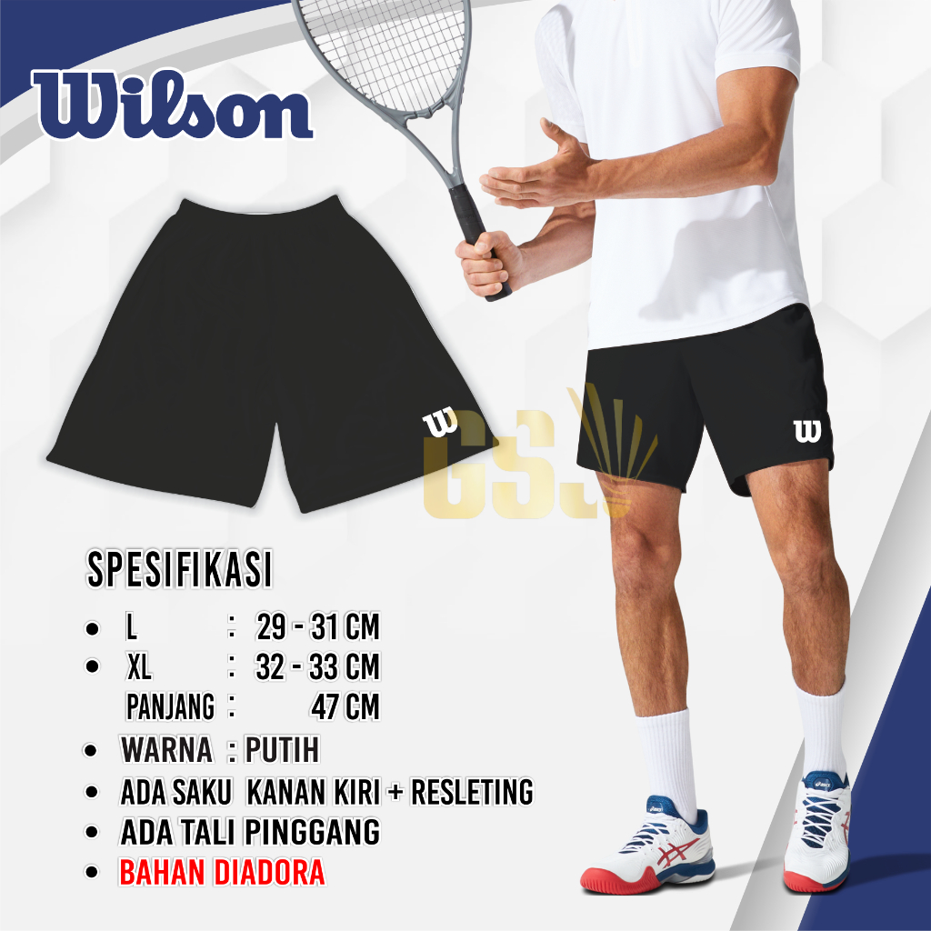 Jual Celana pendek hitam logo tenis sport short pants black sport wear ...