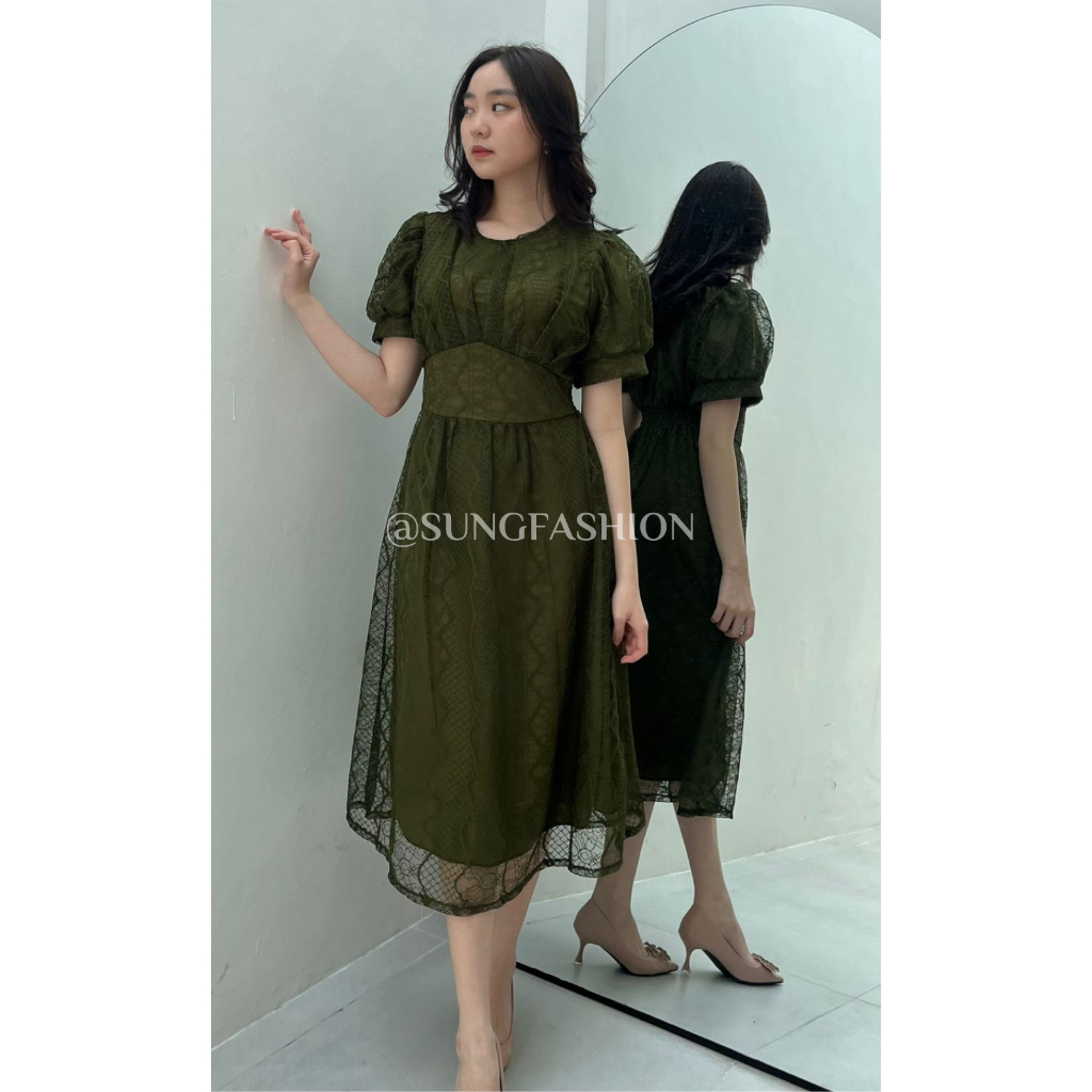 Jual S321 dress pesta wanita elegan party dress brokat premium | Shopee ...