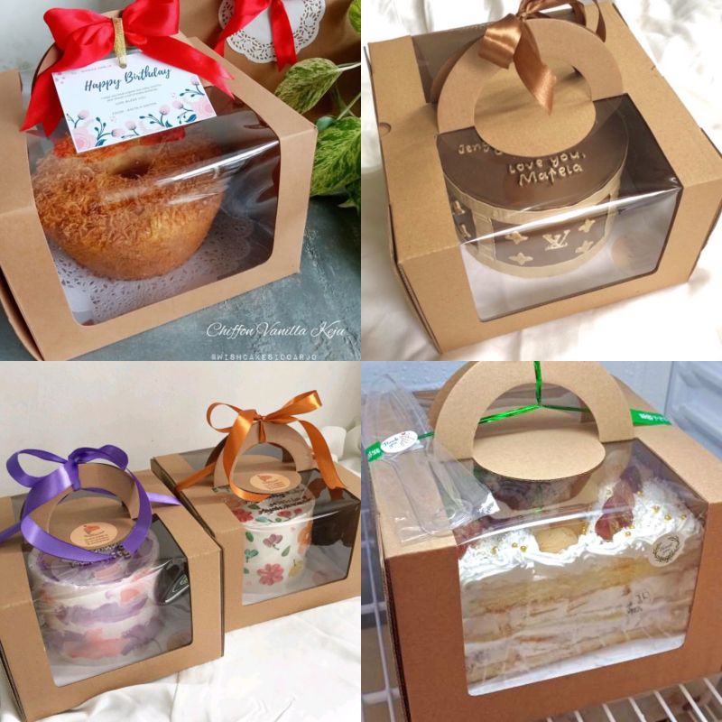 Jual (5 box) Kotak Kue Ulang Tahun Transparan TEBAL Handle 20x20 ...