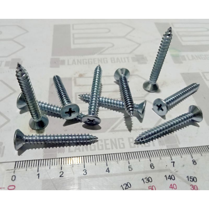 Jual 10 Pcs Tapping Screw FAB 10 x 1 1/2 / Sekrup Tapping Kepala Rata JF 10x1½ | Shopee Indonesia