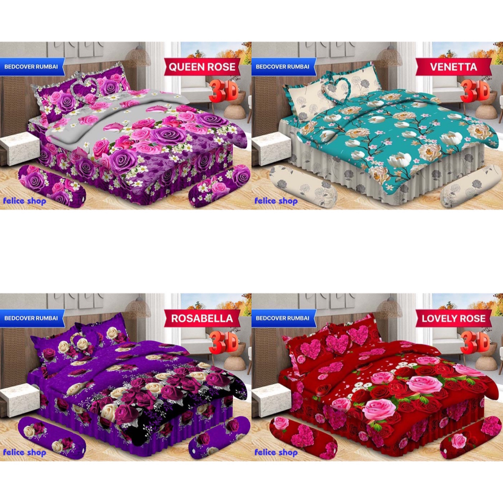 Jual Set Bedcover Bonita 3D Sprei Rumbai Ukuran 180x200cm / 6 Kaki ...