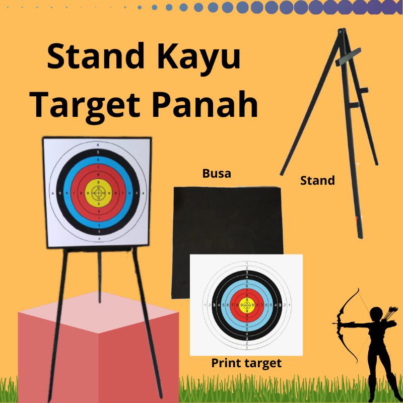Jual Stand Kayu Spons Target Panah Panahan Lengkap | Shopee Indonesia