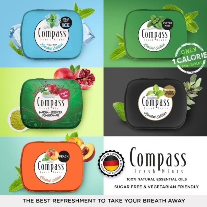 Jual [14gr] GLUTEN FREE Compass Fresh Mints Candy SUGAR FREE - Permen ...