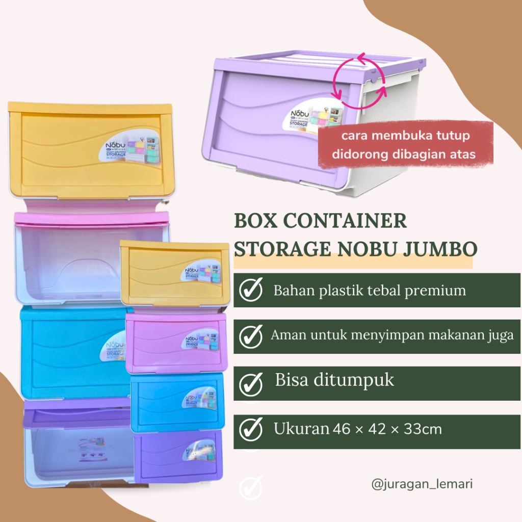 Jual BOX CONTAINER SERBAGUNA STORAGE NOBU JUMBO WARNA CERAH DAN DESAIN ...