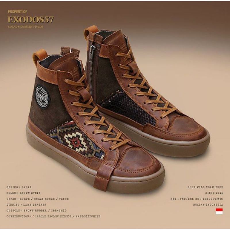 Jual Exodos57 - Neos Galan Brown Etnik - Sepatu Kulit Lokal | Shopee ...