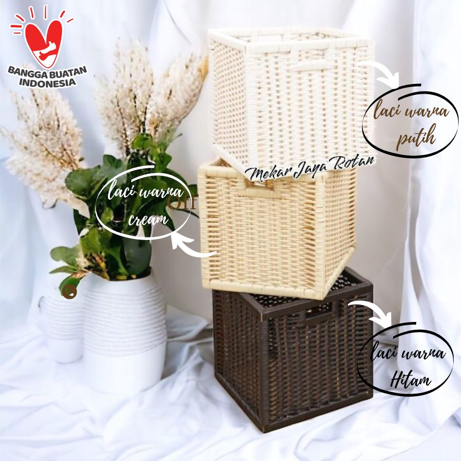 Jual Laci Box Rotan Anyaman Rotan Sintetis/ Kotak Penyimpanan Keranjang ...