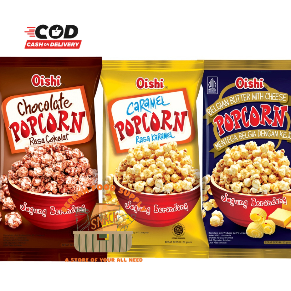 Jual ( BERKAH ) Oishi Popcorn 20gr Belgian Butter Coklat Caramel Snack ...