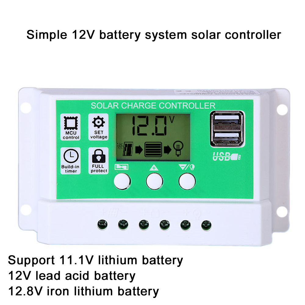 Jual Solar Charge Controller LCD LED Display Solar PWM 12V/24V 10A 20A ...