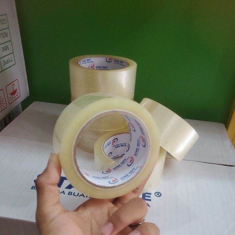 Jual Lakban 45mm Star tape 100 yard Lakban bening lakban packing isolasi Lakban Fragile | Shopee ...