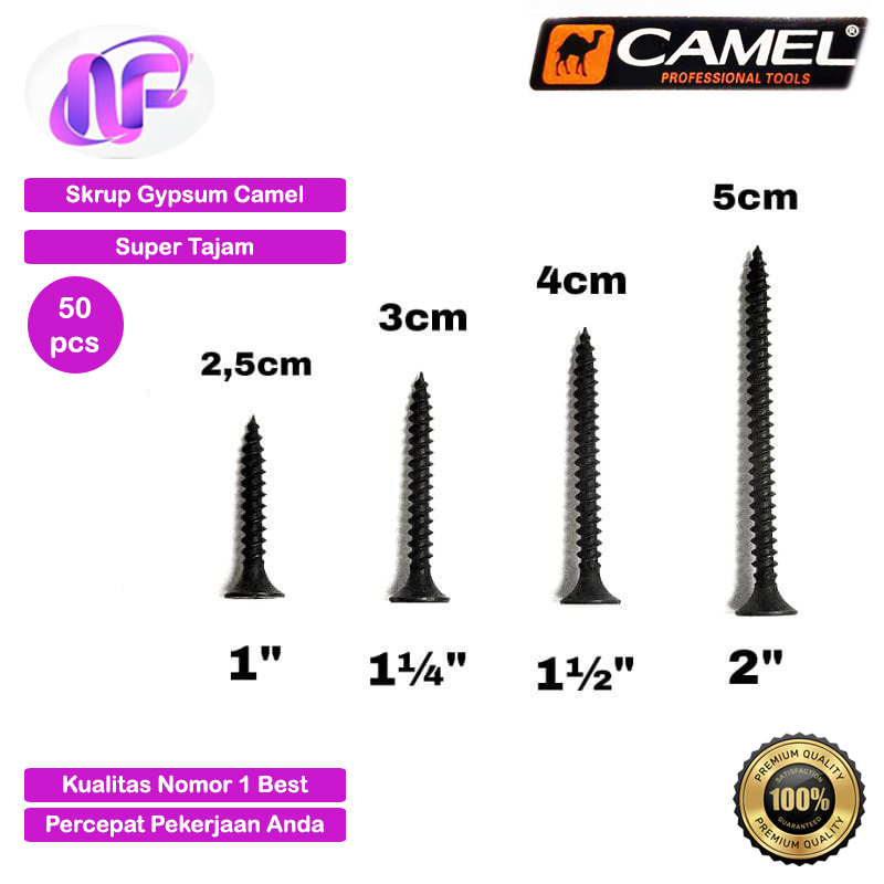 Jual Skrup Gypsum 2.5cm 3cm 4cm 5cm Camel Original Per 50 pcs Sekrup ...