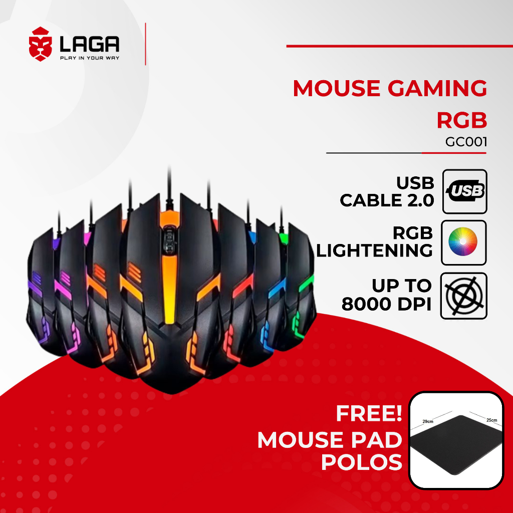 Jual Mouse Kabel Gaming/Mouse Gaming LED 7 Lampu RGB Gaming Mouse ...