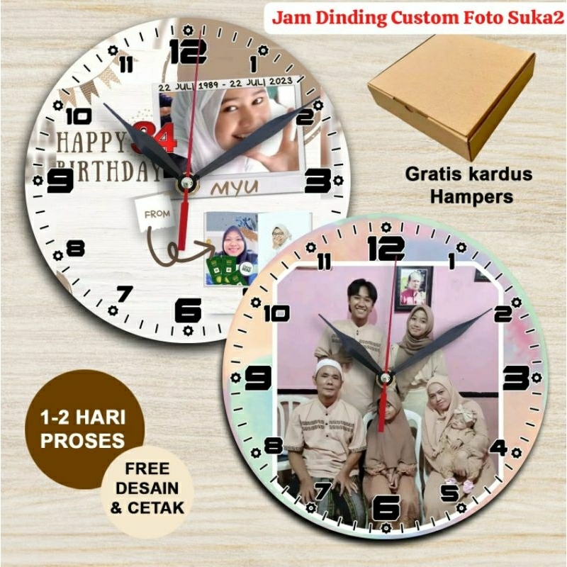 Jual Jam Dinding Custom Foto Suka - Suka Bebas Ukuran 20x20 | Shopee ...